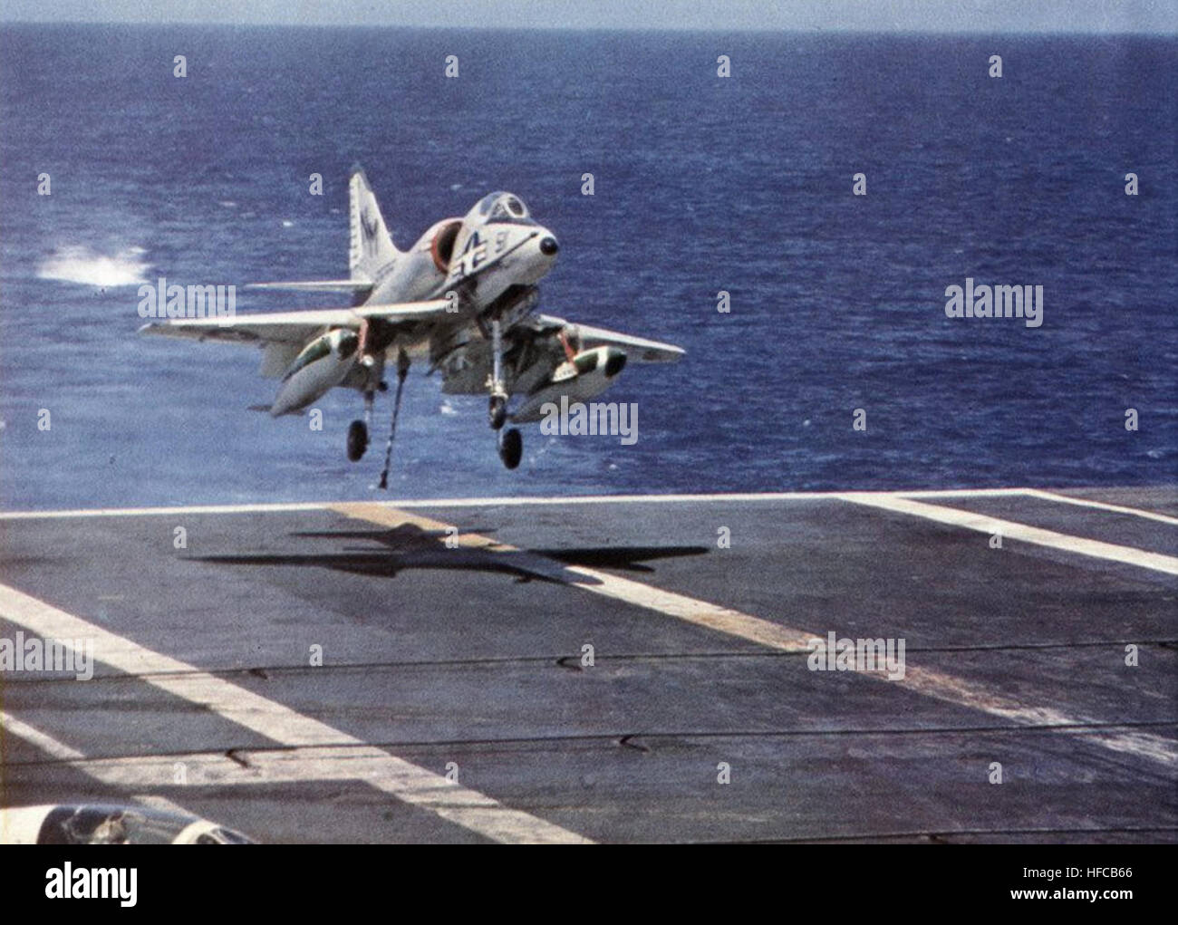 A-4C Skyhawk aircraft from VA-192 lands aboard USS Bon Homme Richard ...