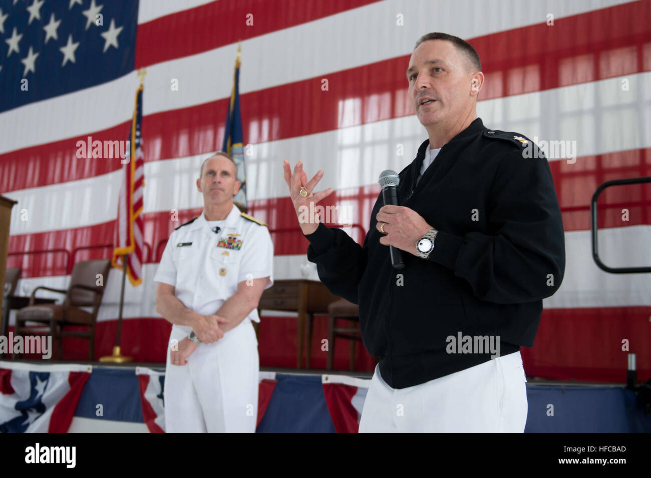 Master Chief Petty Officer of the U.S. Navy Mike Stevens, right, and ...