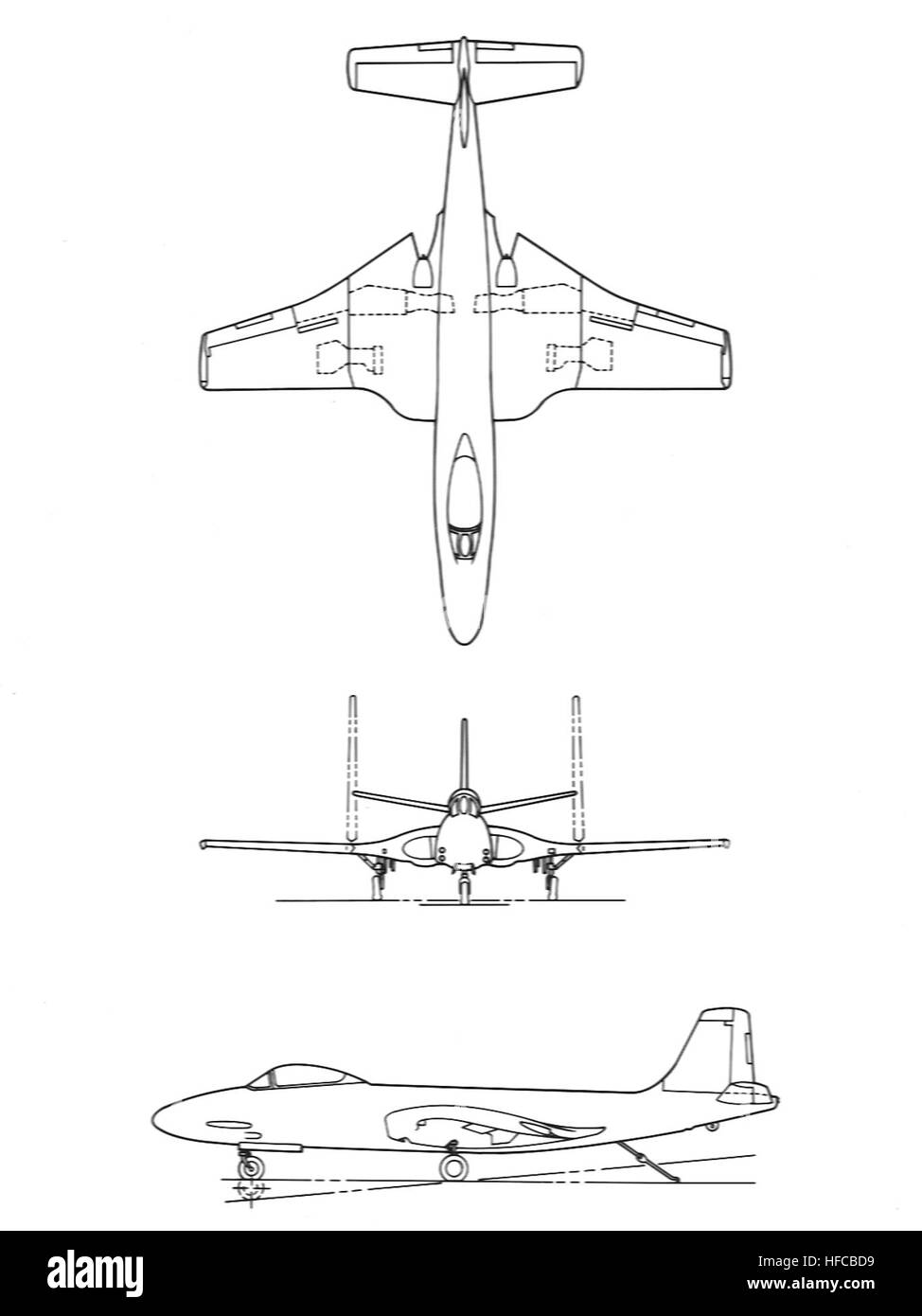 McDonnell F2H-3 Banshee line drawings Stock Photo - Alamy