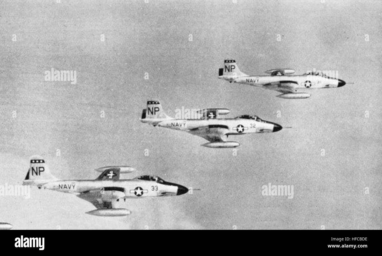 McDonnell F2H-3 Banshees of VC-3 in flight c1955 Stock Photo - Alamy