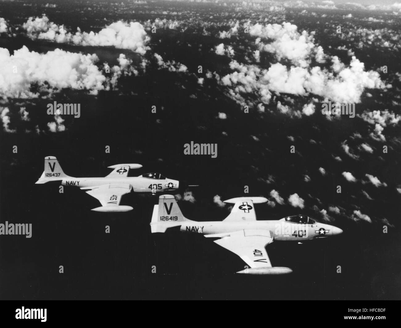 McDonnell F2H-3 Banshees of VF-114 in flight c1956 Stock Photo - Alamy
