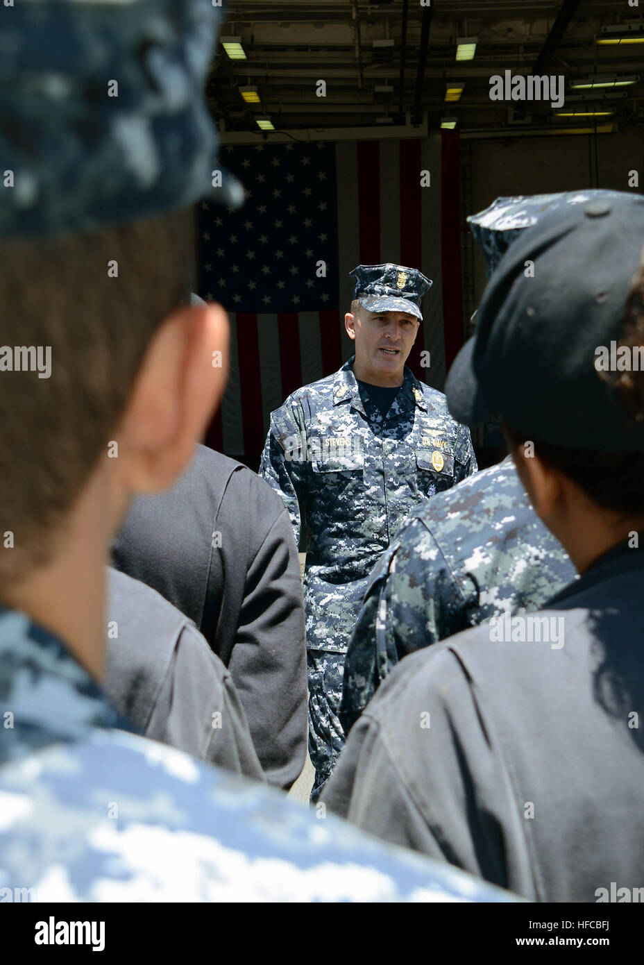 Master Chief Petty Officer of the Navy (MCPON) Mike Stevens speaks with ...