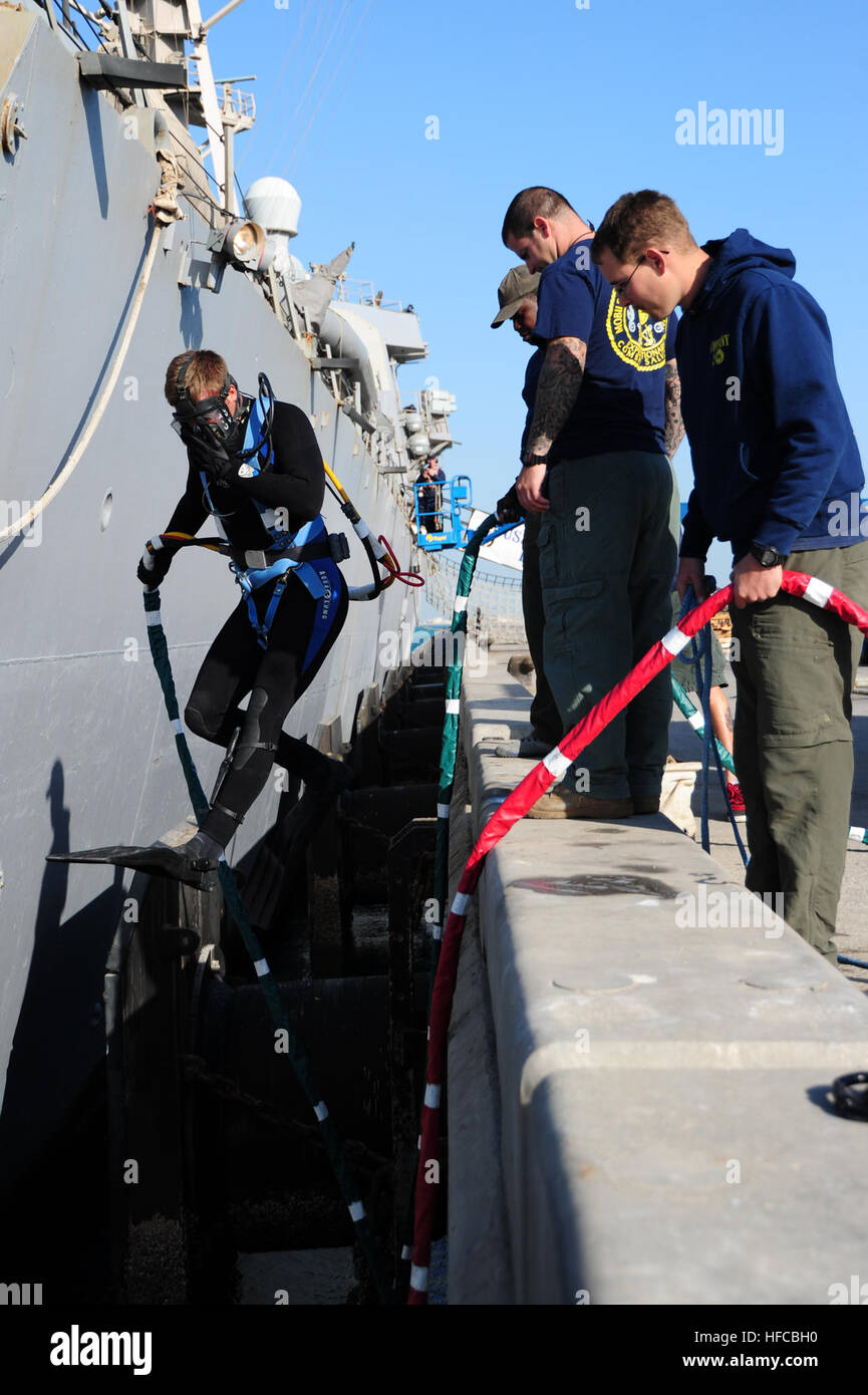 U.S. Navy Diver 3rd Class Daniel Parsons, assigned to Mobile Diving and ...