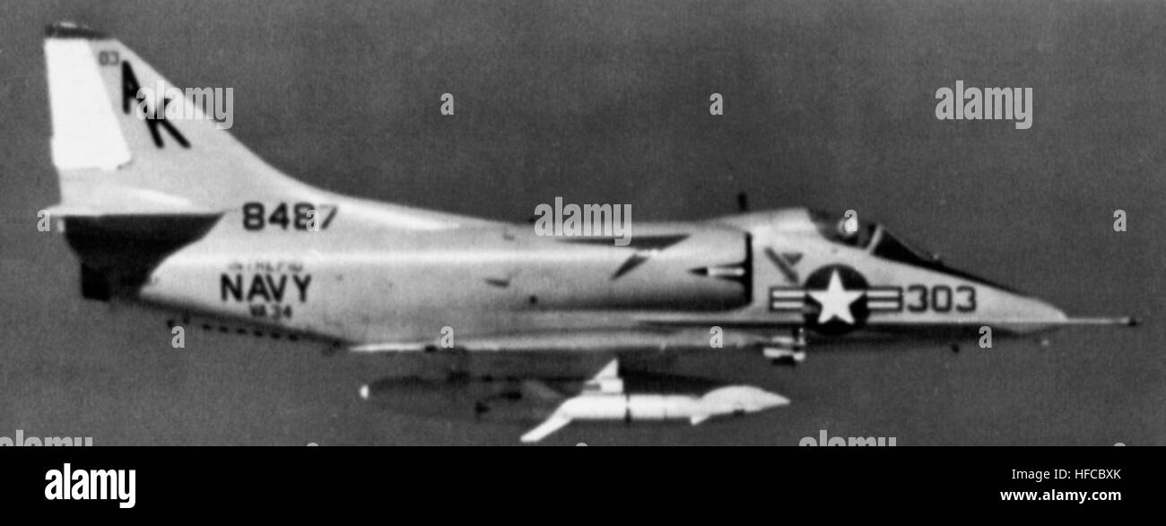 A-4C VA-34 with AGM-12 Bullpup in flight 1967 Stock Photo - Alamy