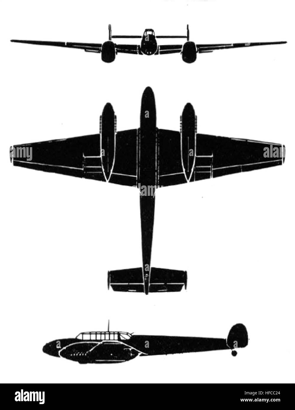 Messerschmitt Me 110C drawings 1943 Stock Photo - Alamy