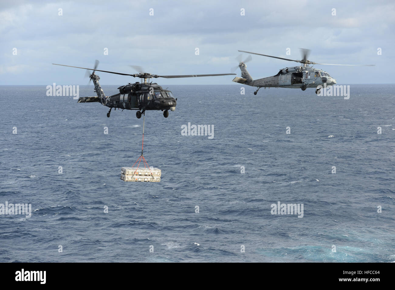 ATLANTIC OCEAN (Jan. 15, 2013) Two MH-60S Sea Hawk helicopters from the ...