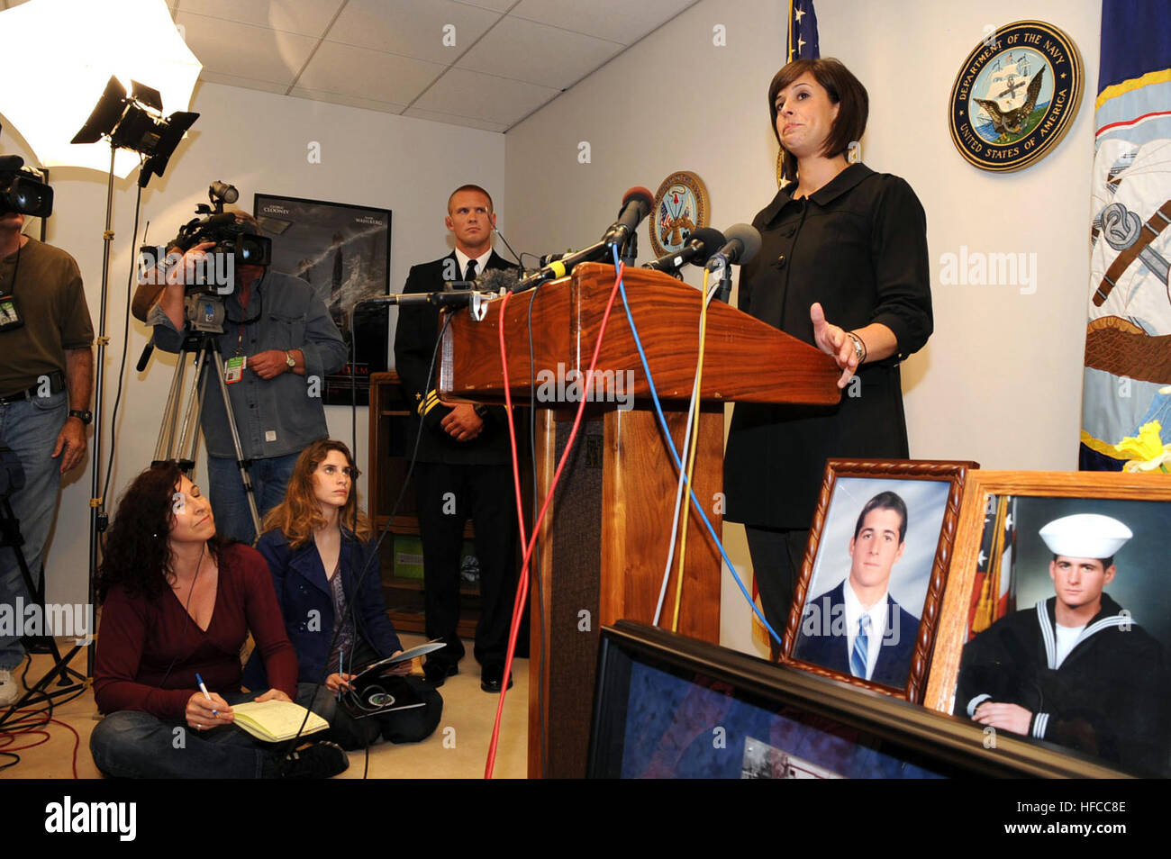 080403-N-5366K-007 LOS ANGELES (April 3, 2008) Sara Monsoor speaks to ...