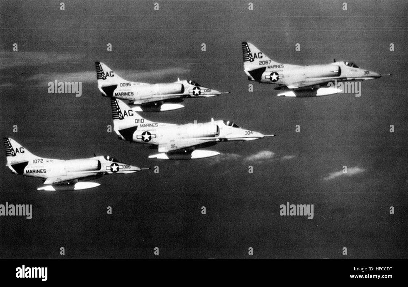 A-4E Skyhawks VMA-324 in flight c1966 Stock Photo - Alamy