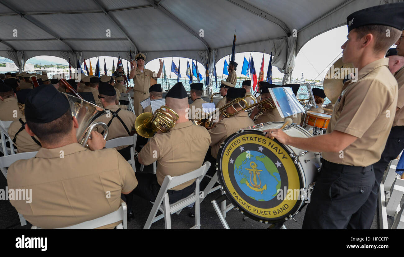 The U.S. Navy Pacific Fleet Band performs ceremonious music at the ...