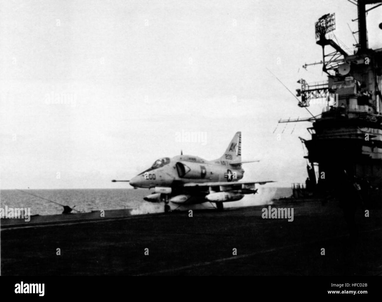 An A-4E Skyhawk from Attack Squadron VA-106 launches from USS Intrepid ...