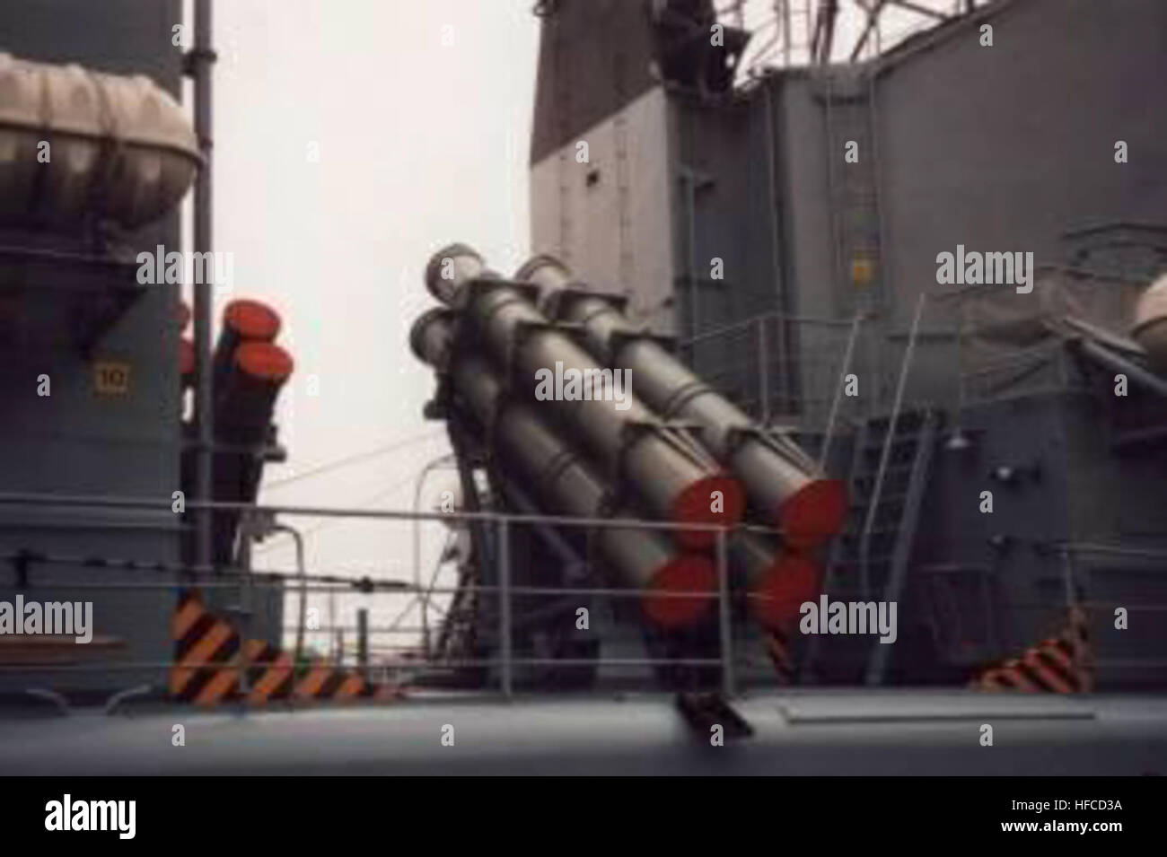 The Mk 141 Harpoon missile launcher is a shipboard anti-ship missile ...
