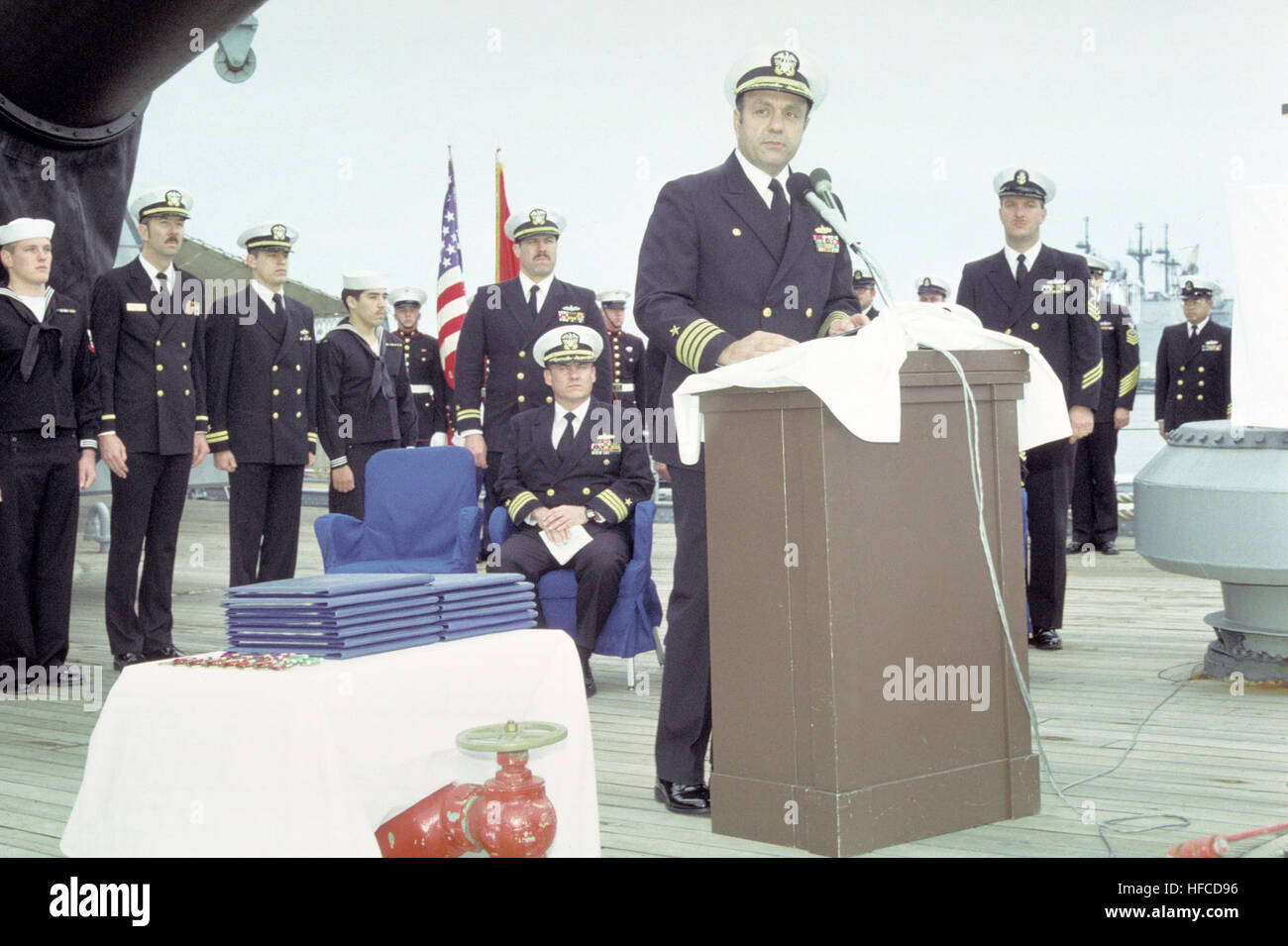 CAPT Fred P. Moosally, commanding officer of the battleship USS IOWA ...