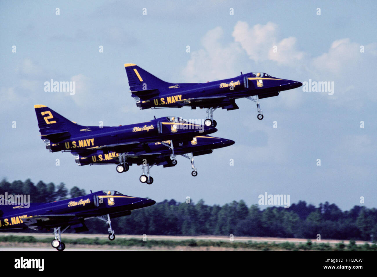 A-4Fs Blue Angels diamond take-off 1989 Stock Photo - Alamy