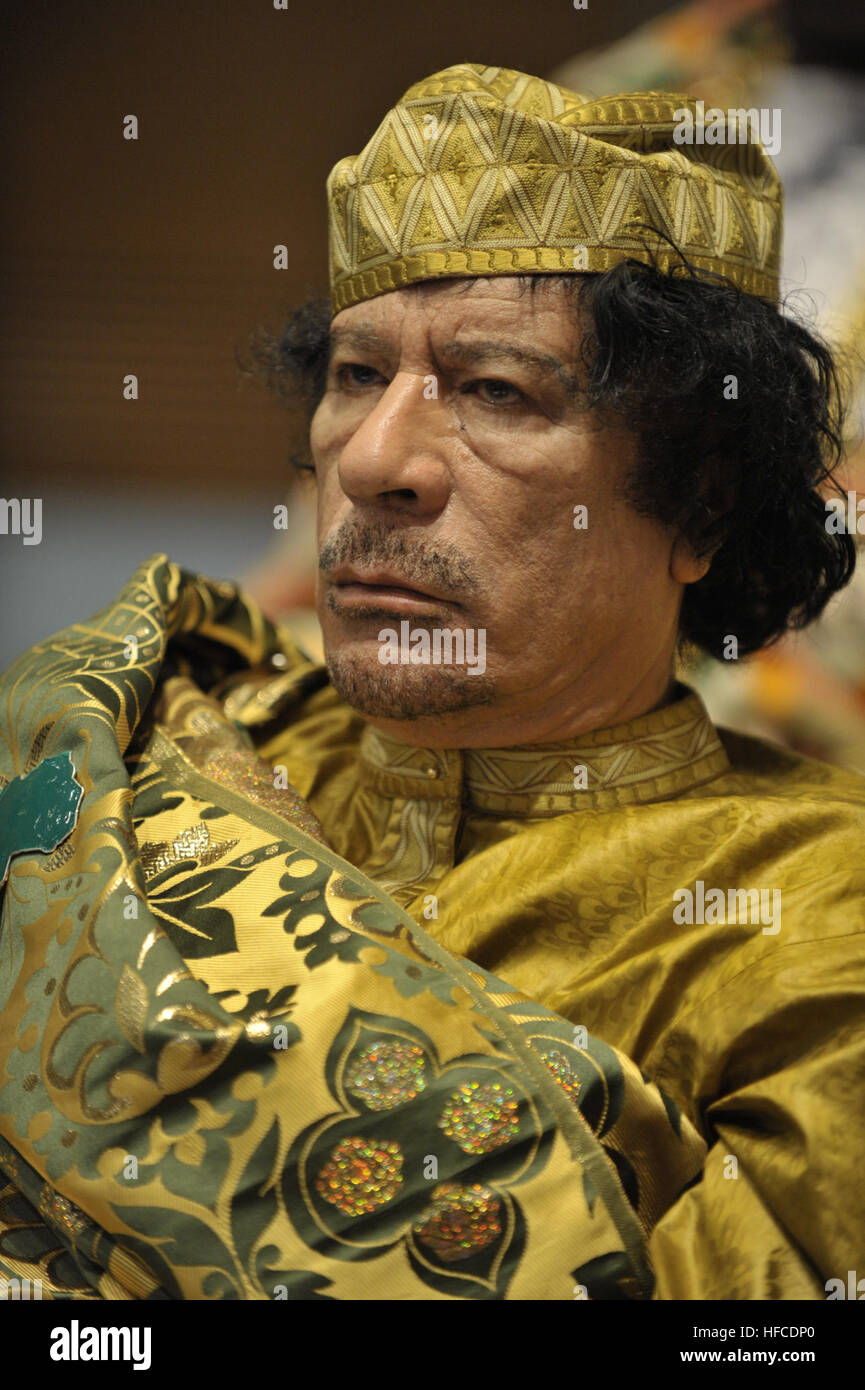 Muammar Qaddafi, the Libyan chief of state, attends the 12th African ...
