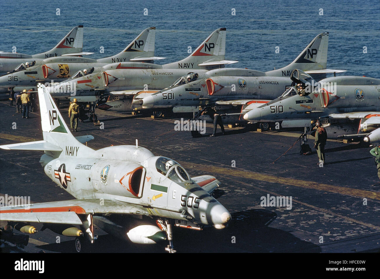 Attack Squadron 55 (VA-55) A-4F Skyhawk aircraft of Attack Carrier Wing ...