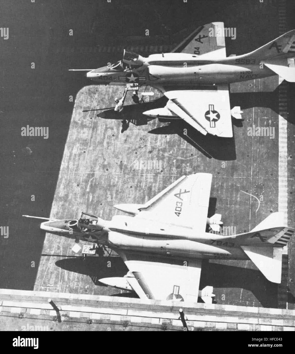 A-4L Skyhawk aircraft of VA-204 squadron operate from aircraft carrier ...
