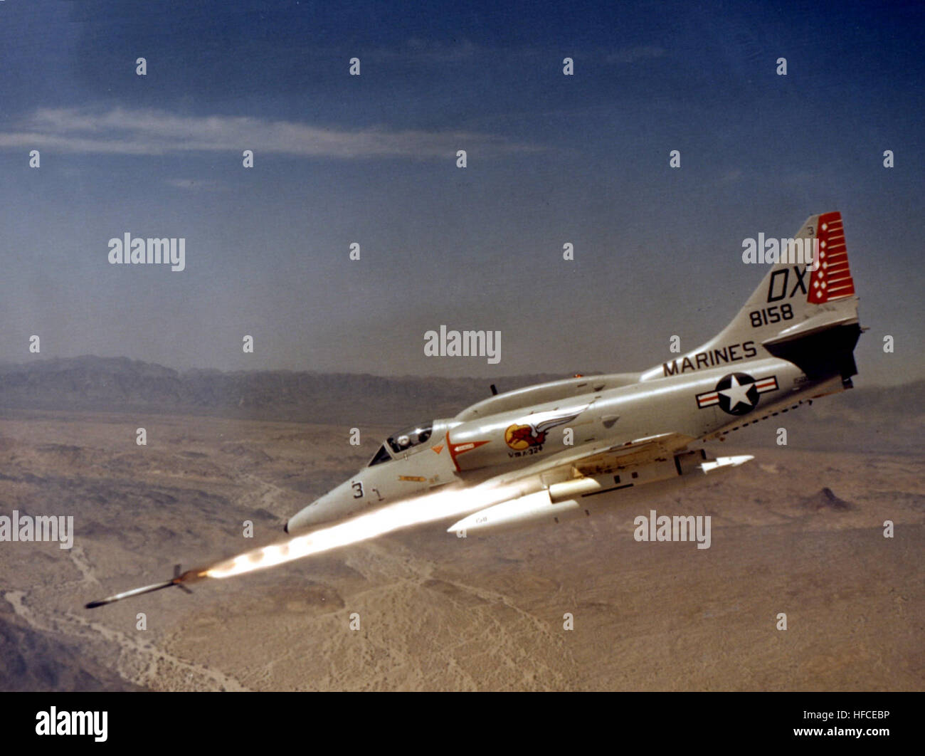 A-4M Skyhawk of VMA-324 launching Zuni rocket Stock Photo - Alamy