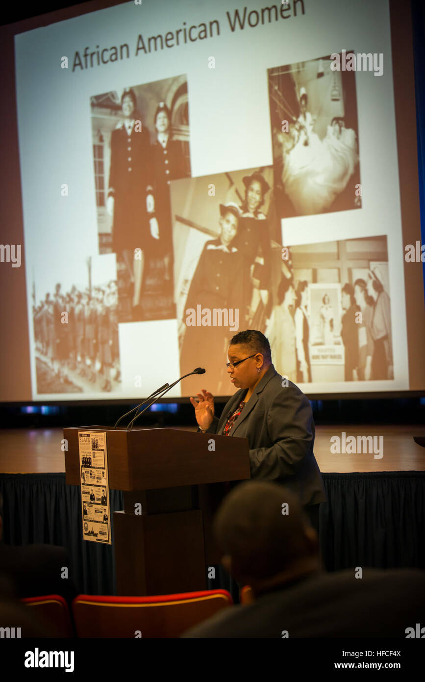 Dr. Regina Akers delivers the keynote address during the Naval History ...