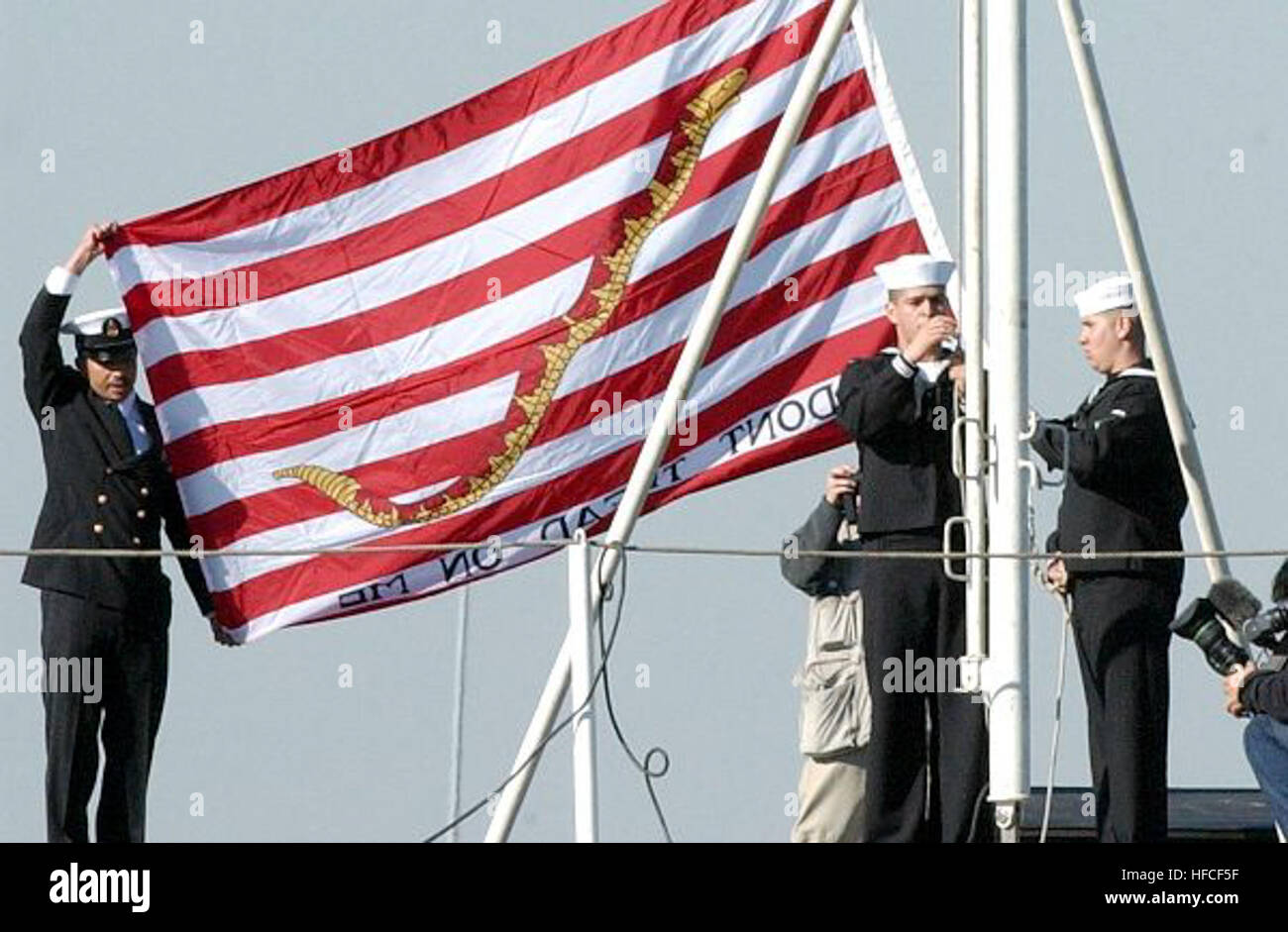 Naval jack hoisted Stock Photo - Alamy