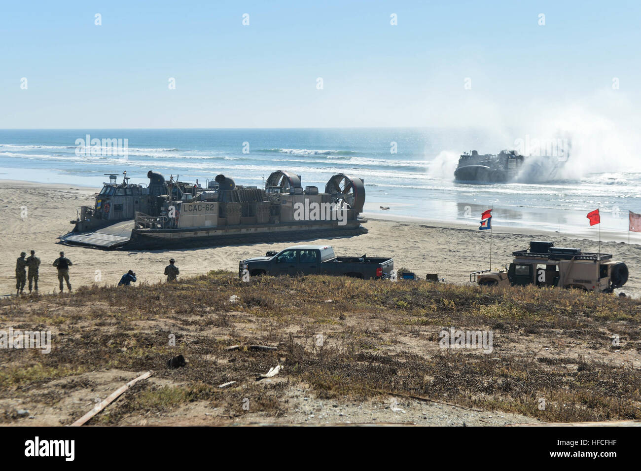 Landing Craft, Air Cushions assigned to Assault Craft Unit 5 land on ...