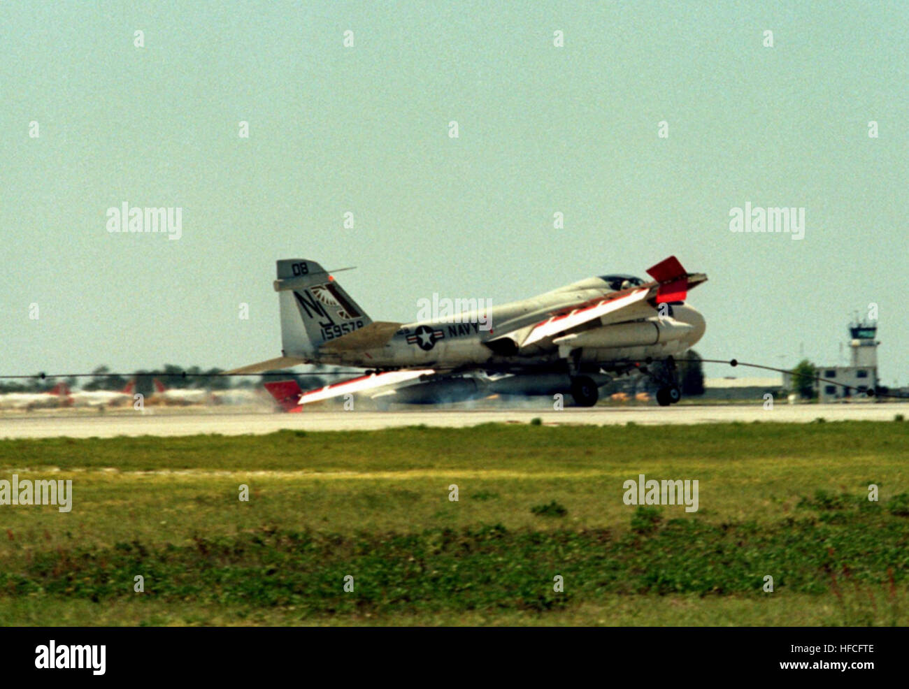 An A-6E Intruder from VA-128 conducted a crash landing at NAS Pensacola ...