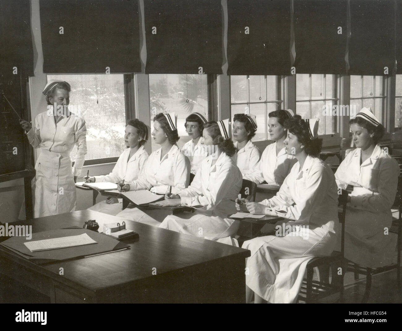Navy nurses attending class - 1940s Stock Photo - Alamy