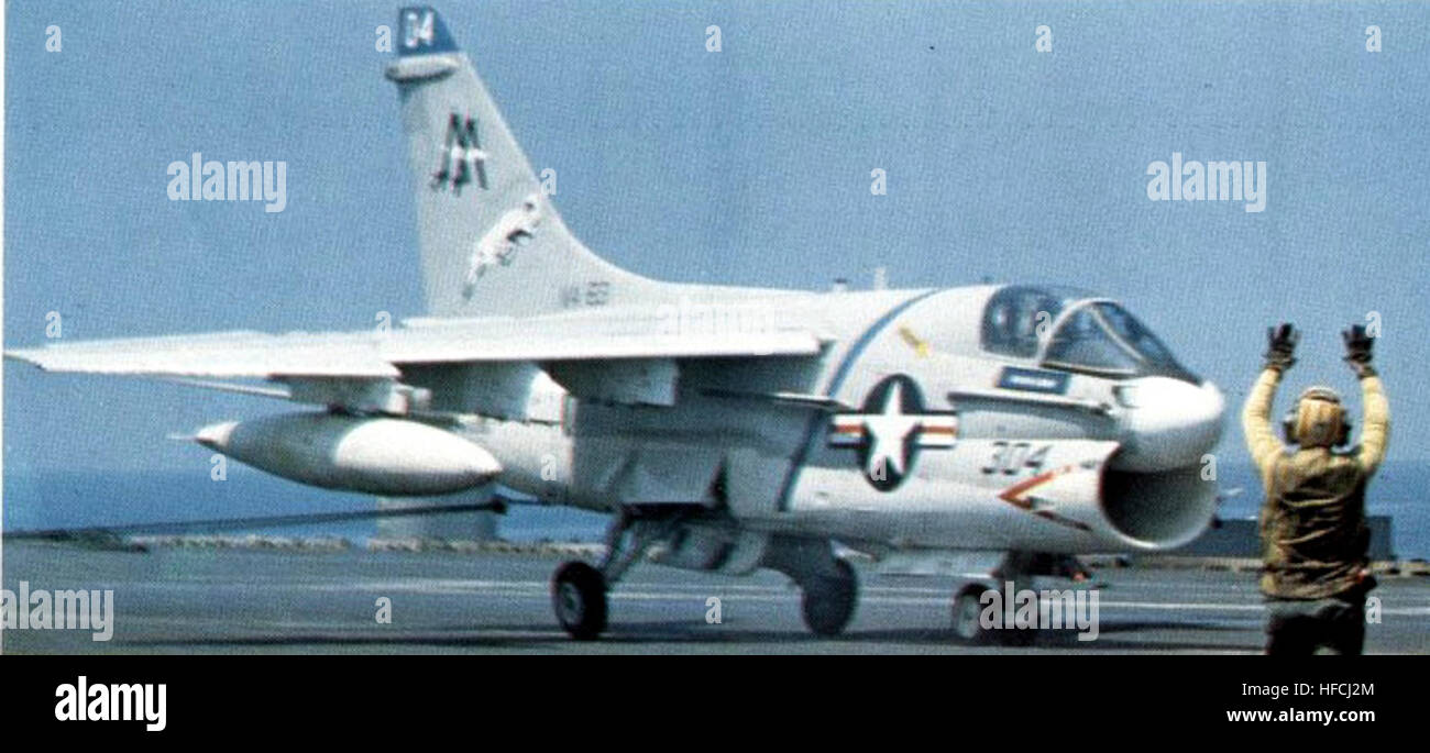 A-7E of VA-83 landing on USS Forrestal (CV-59) 1981 Stock Photo - Alamy