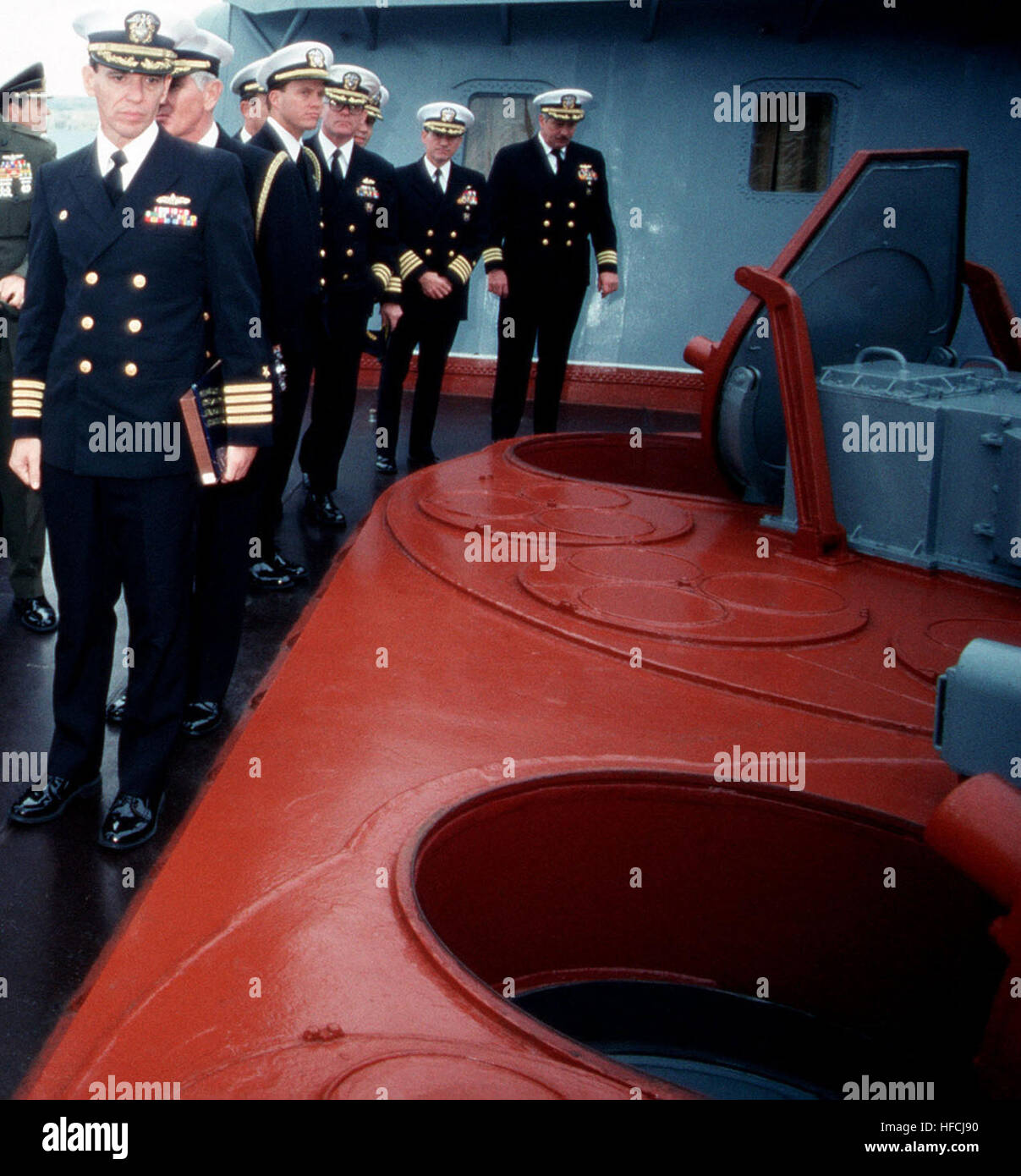 Soviet and United States naval officers visit aboard the Soviet guided ...