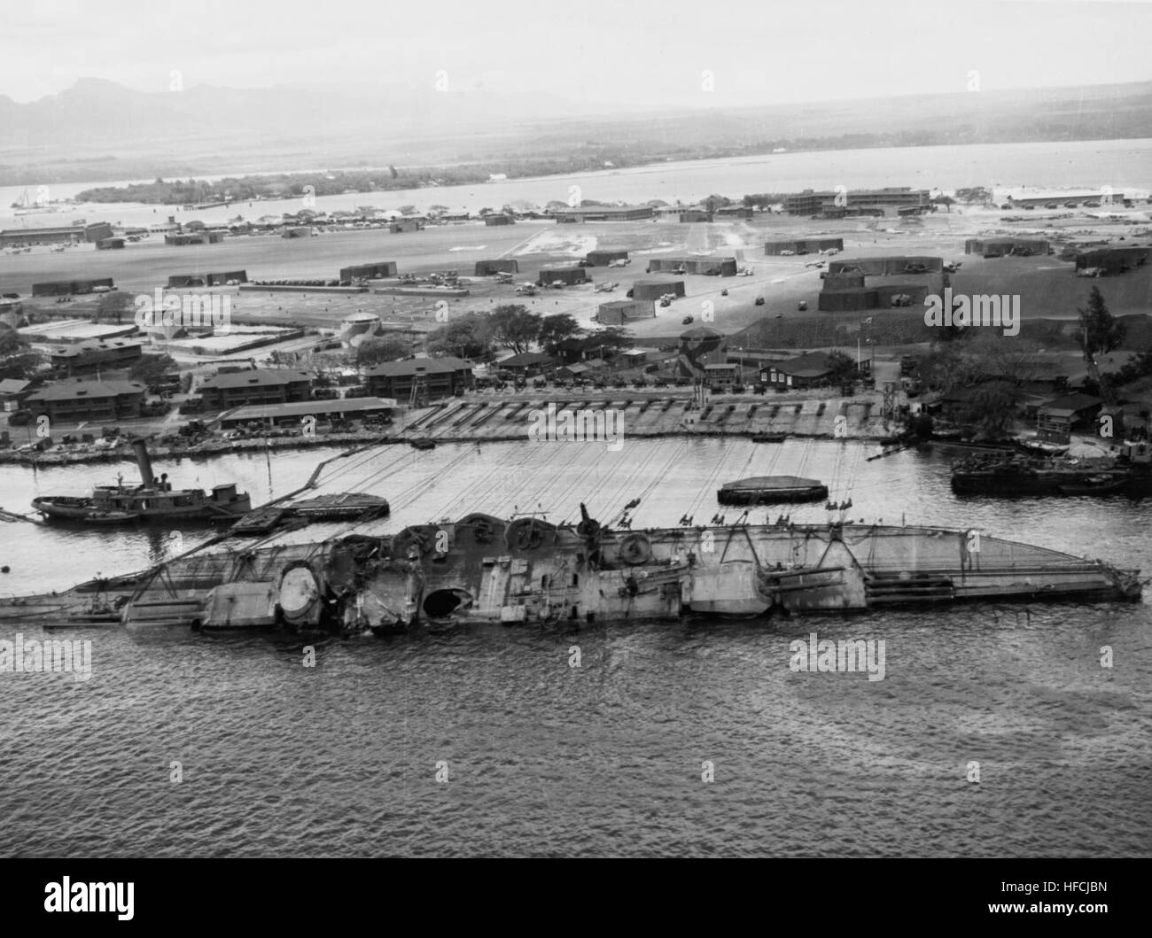 The battleship USS Oklahoma underwent righting and salvage operations ...