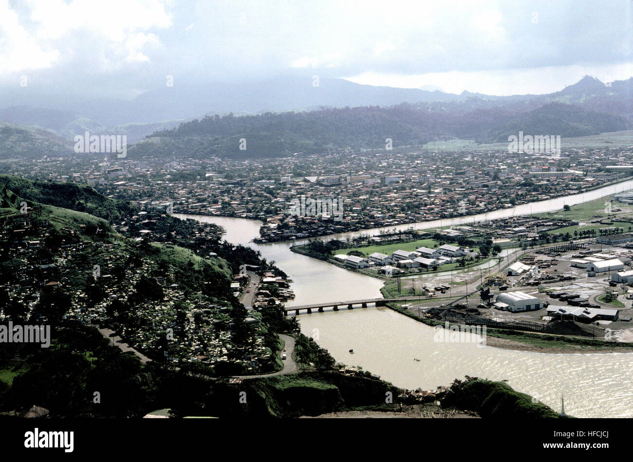 An aerial view of the city of Olongapo. The bridge that leads to the ...