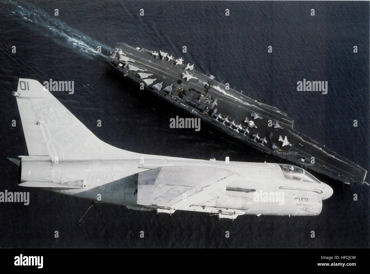 A-7E VA-146 over USS Kitty Hawk (CV-63) 1987 Stock Photo - Alamy
