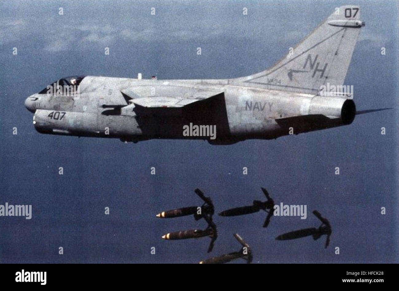 A-7E VA-94 dropping Snakeeye bombs 1986 Stock Photo - Alamy