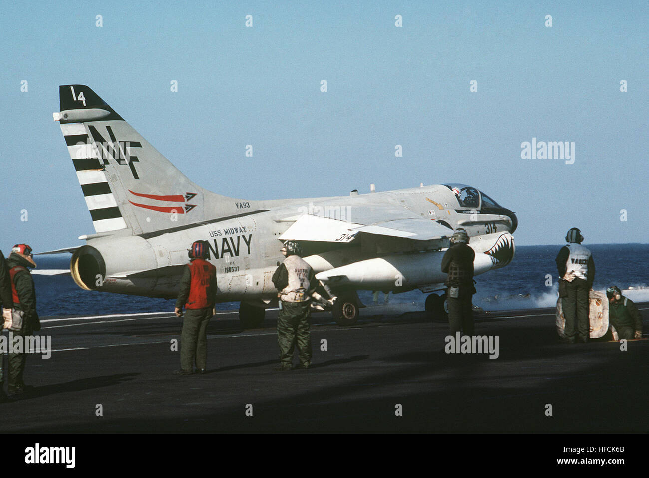 An A-7E Corsair II aircraft from Attack Squadron 93 prepares to be ...