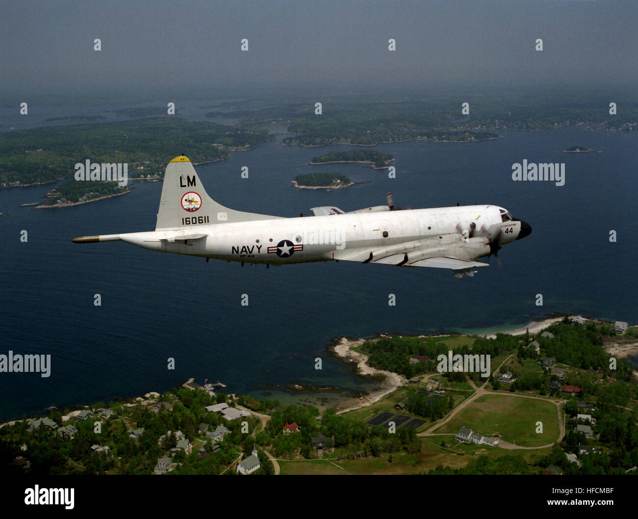 Aerial right rear view of a P-3C Orion antisubmarine warfare (ASW ...