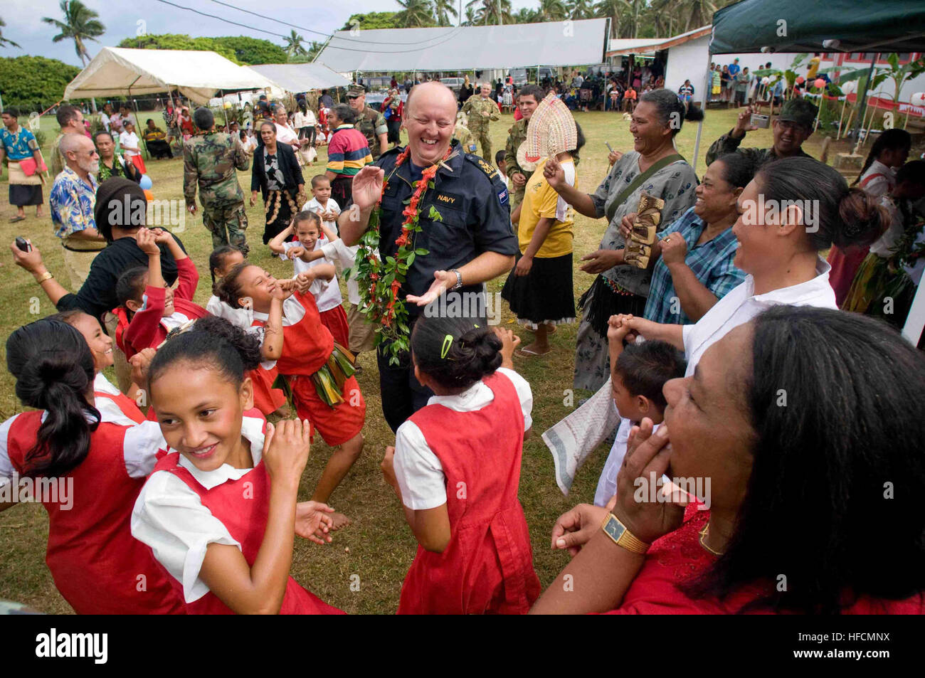 Royal New Zealand Navy Petty Officer Richard Boyd dances with school ...