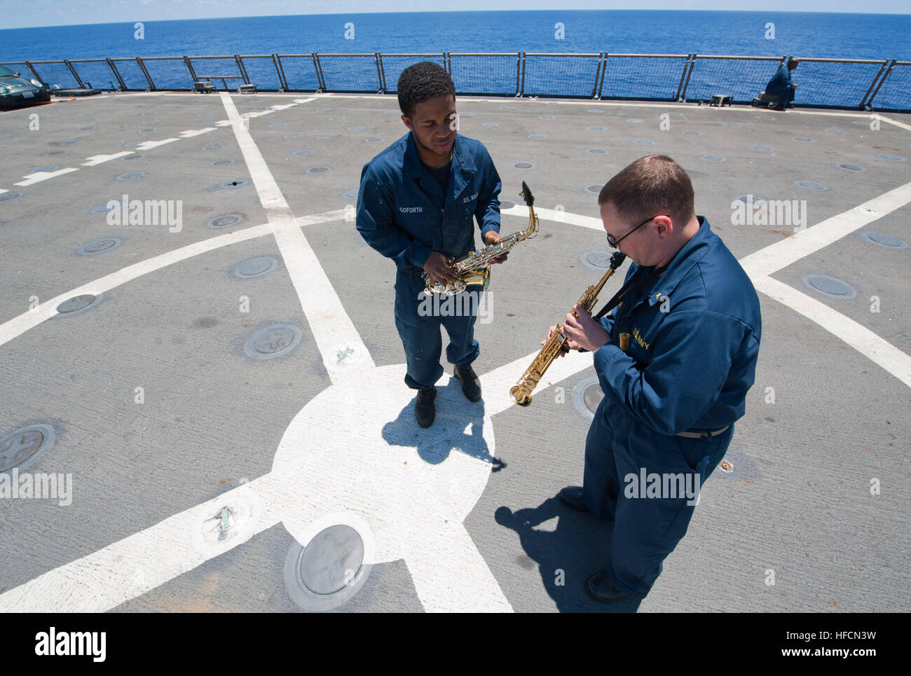 U.S. Navy Seaman Jonathan Goforth, left, and Lt. Jason Constantine play ...