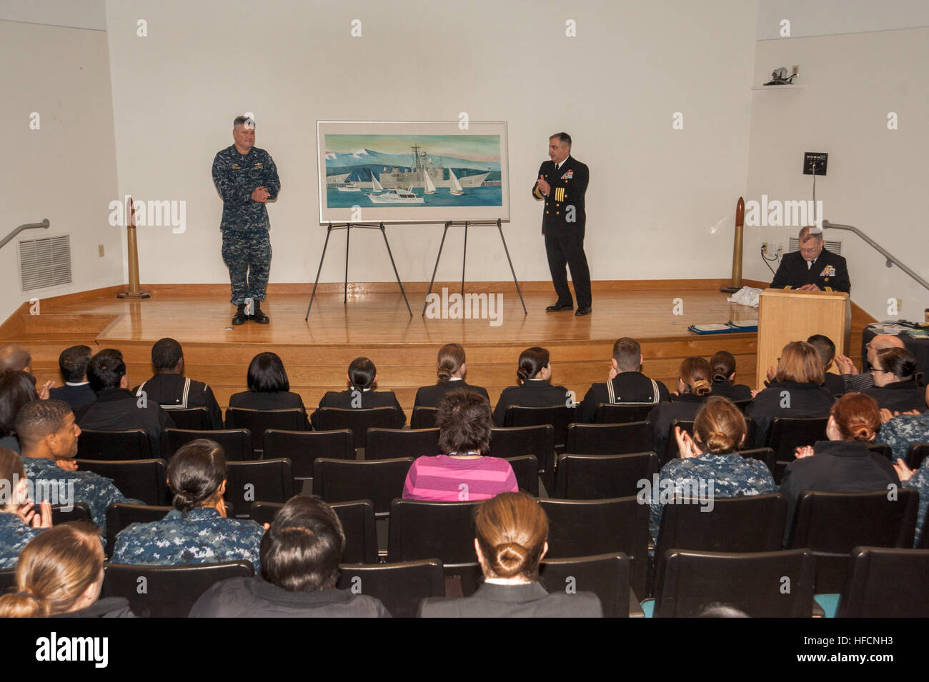 Cmdr. Daniel Straub, USS Ingraham (FFG 61) commanding officer (left ...
