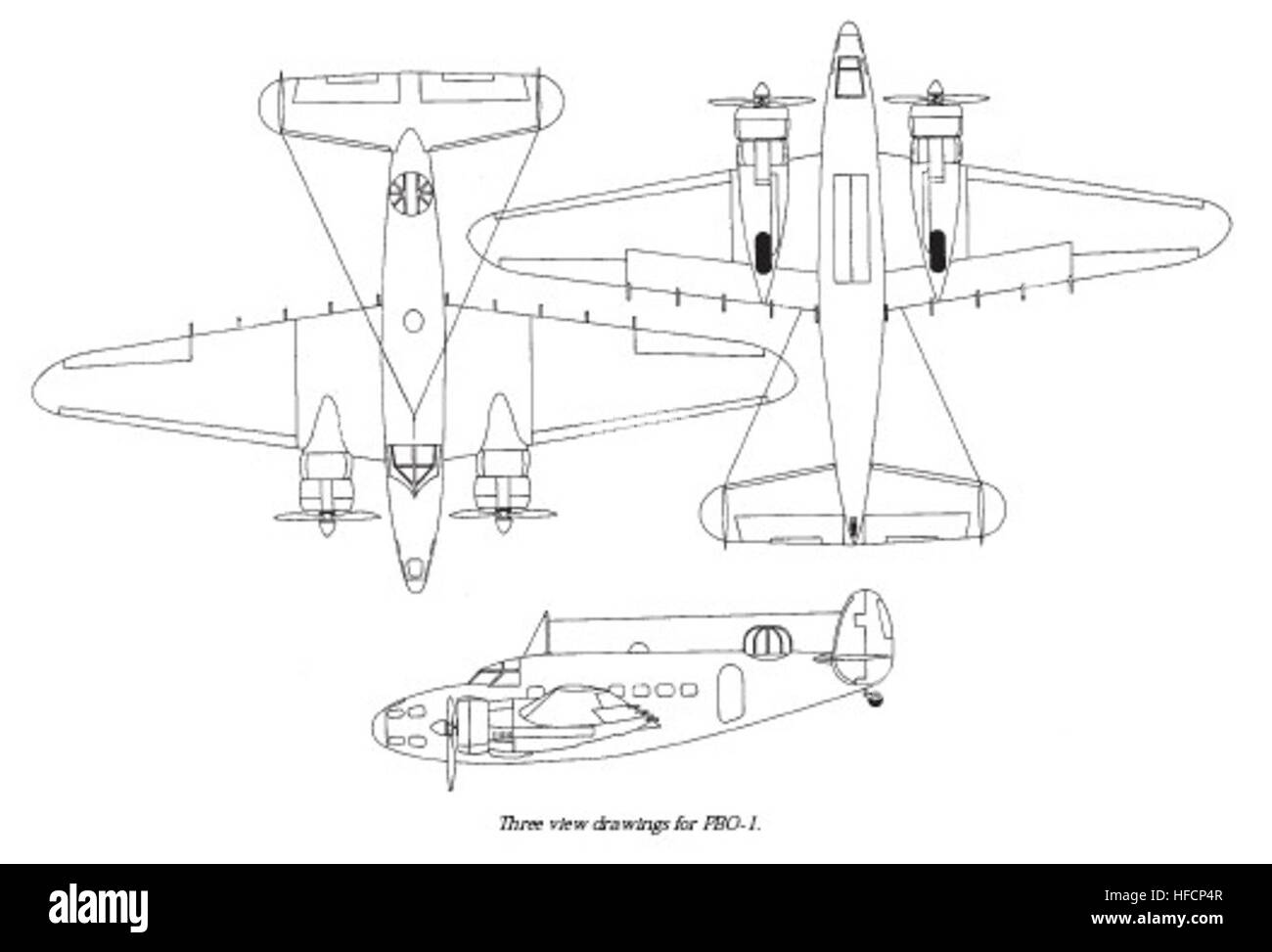 PBO-1 3 side drawing Stock Photo - Alamy