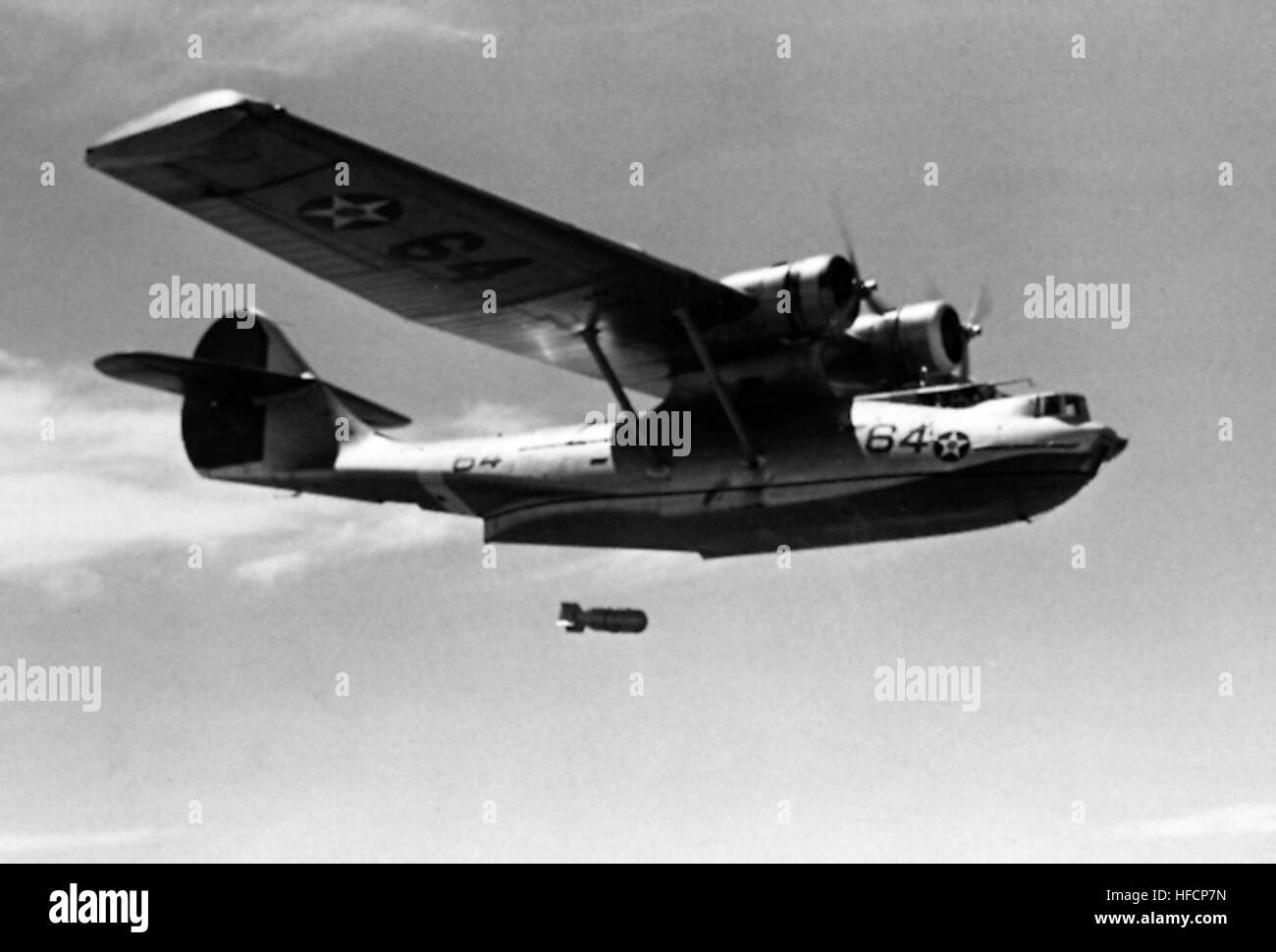 PBY dropping depth charge Stock Photo - Alamy