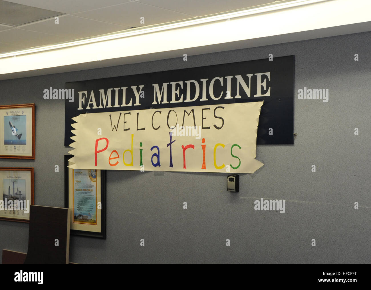 A new sign welcomes pediatric patients to the Family Medicine Clinic at ...
