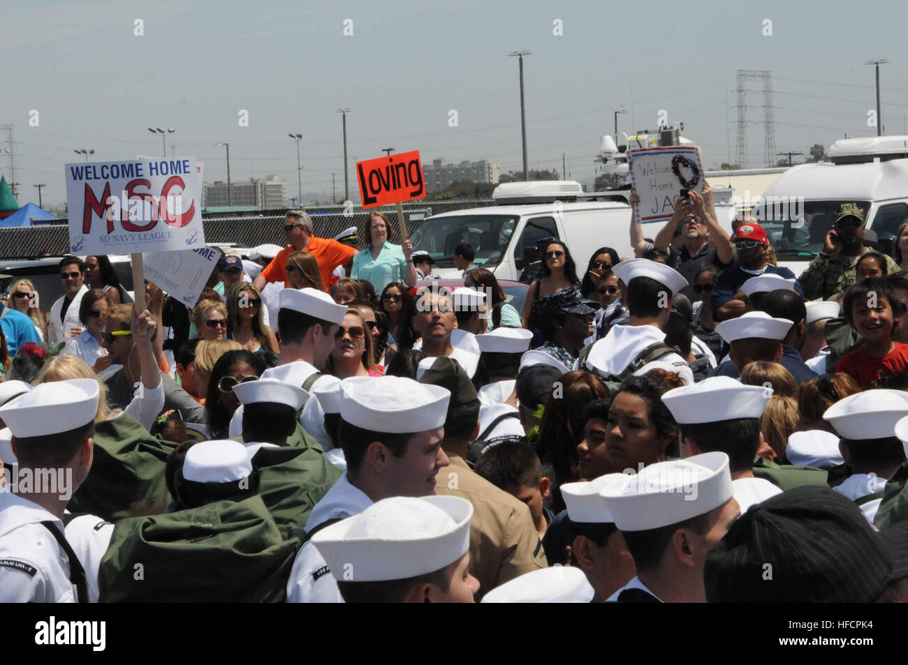 Sailors and Marines greet family and friends after liberty call ...
