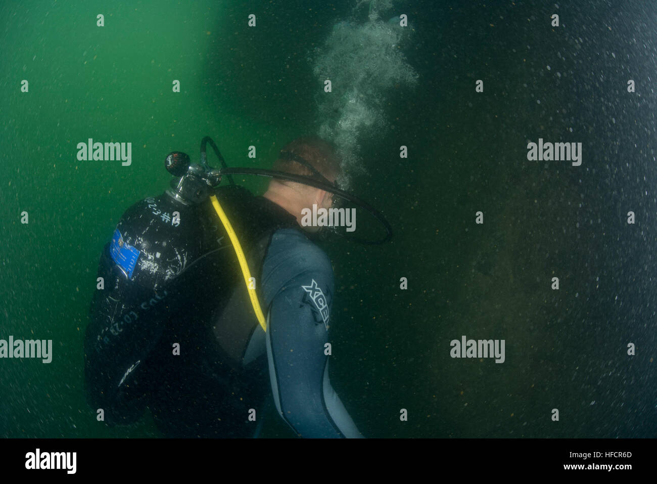 Navy Diver 1st Class Matthew Greiner, assigned to Commander Task Group ...