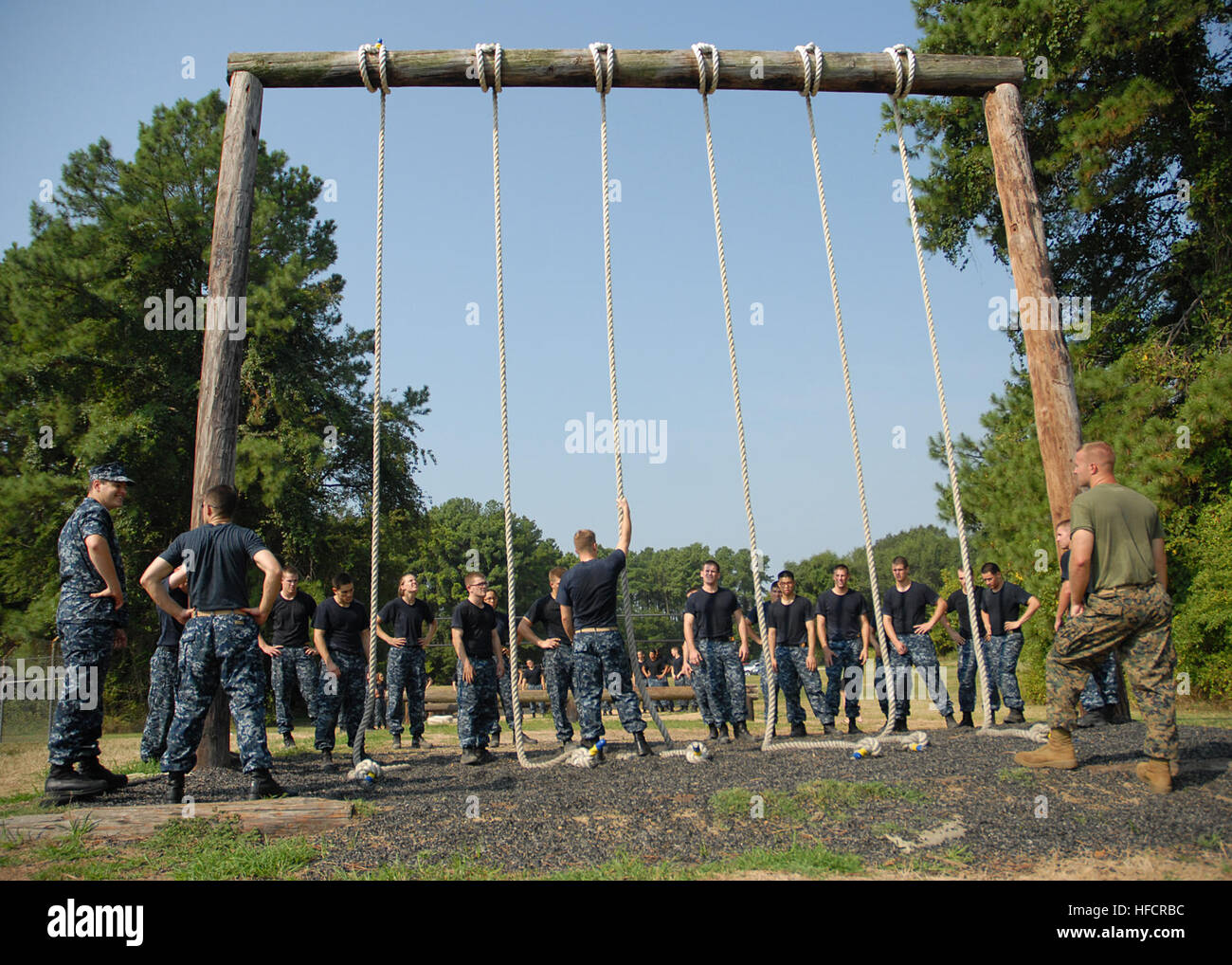 U.S. Naval Academy midshipmen navigate through the Naval Support ...