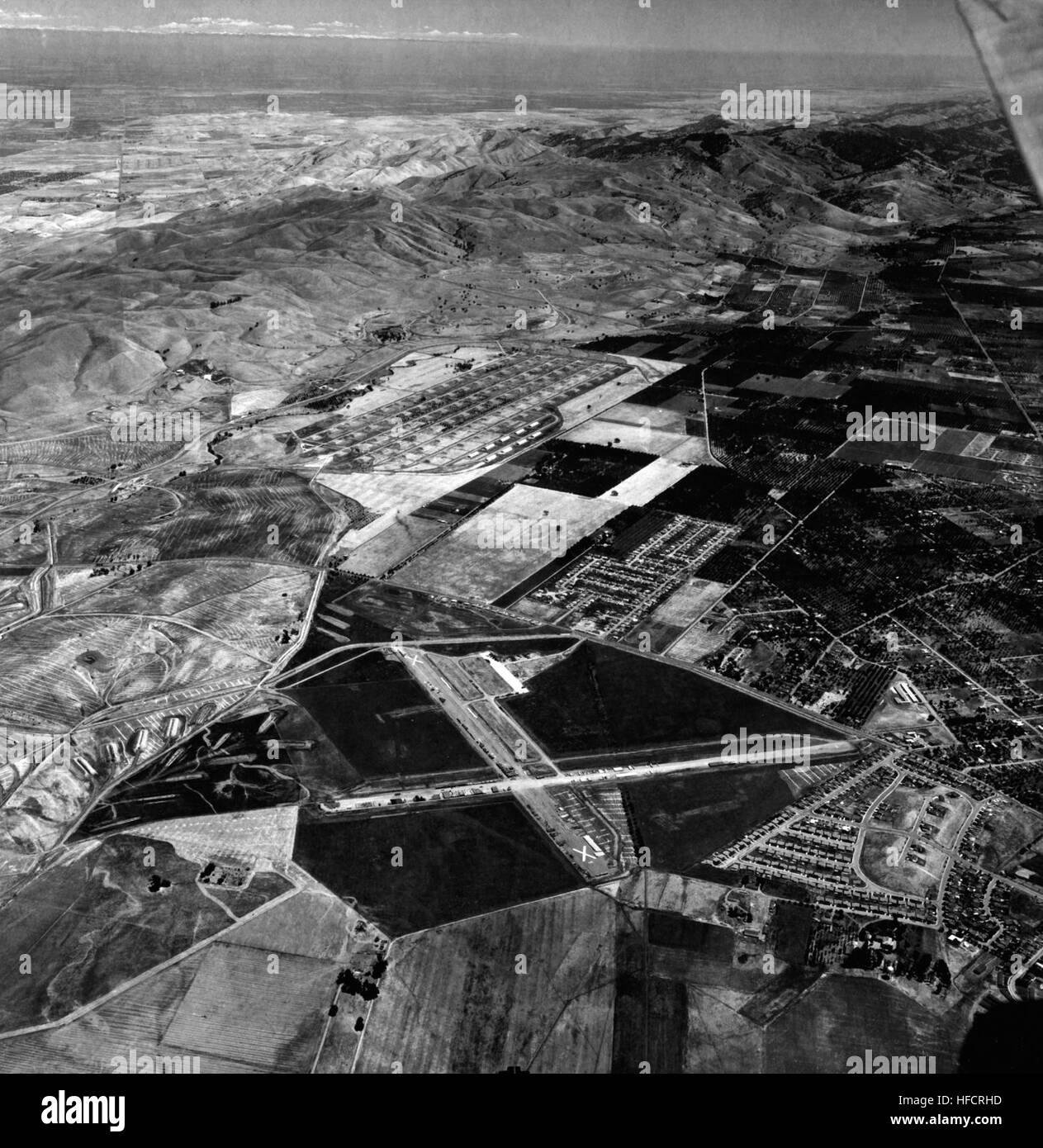 Aerial oblique view of the Naval magazine, inland area, Port Chicago ...