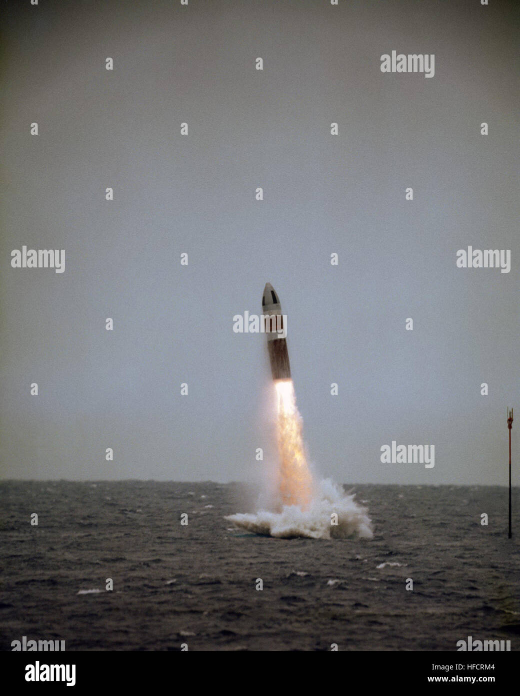 A UGM-73 Poseidon C-3 submarine-launched ballistic missile is launched ...