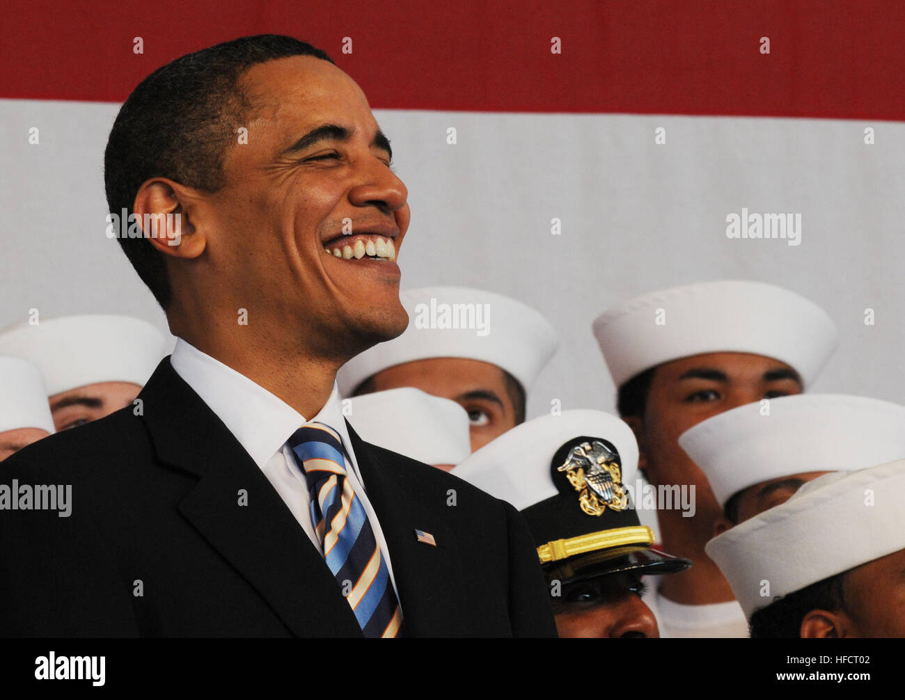 President Barack Obama stands with service members prior to delivering ...