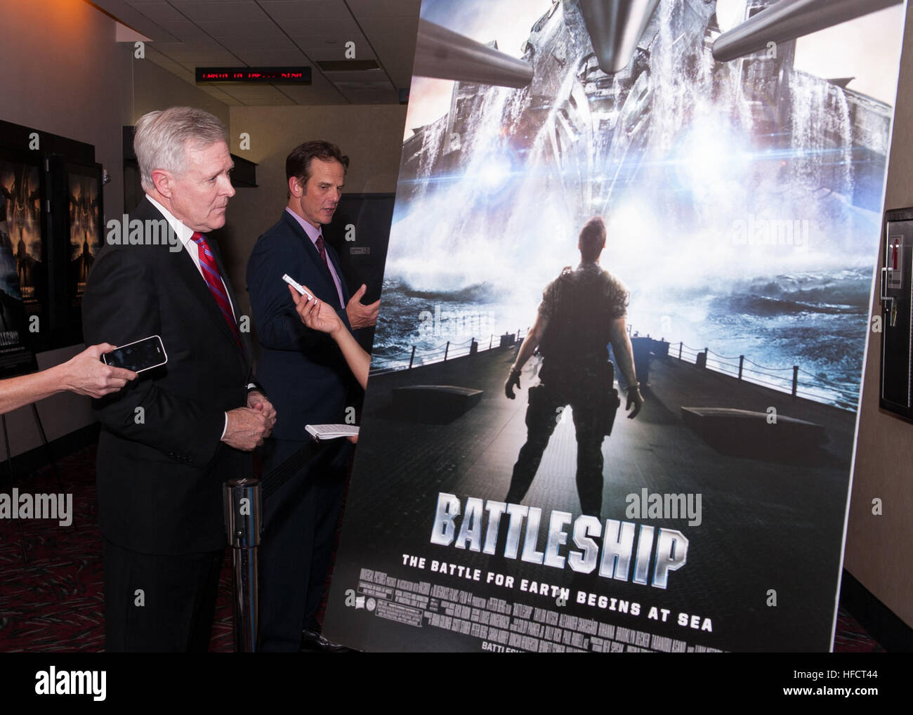 Secretary of the Navy Ray Mabus and Peter Berg, the director of ...