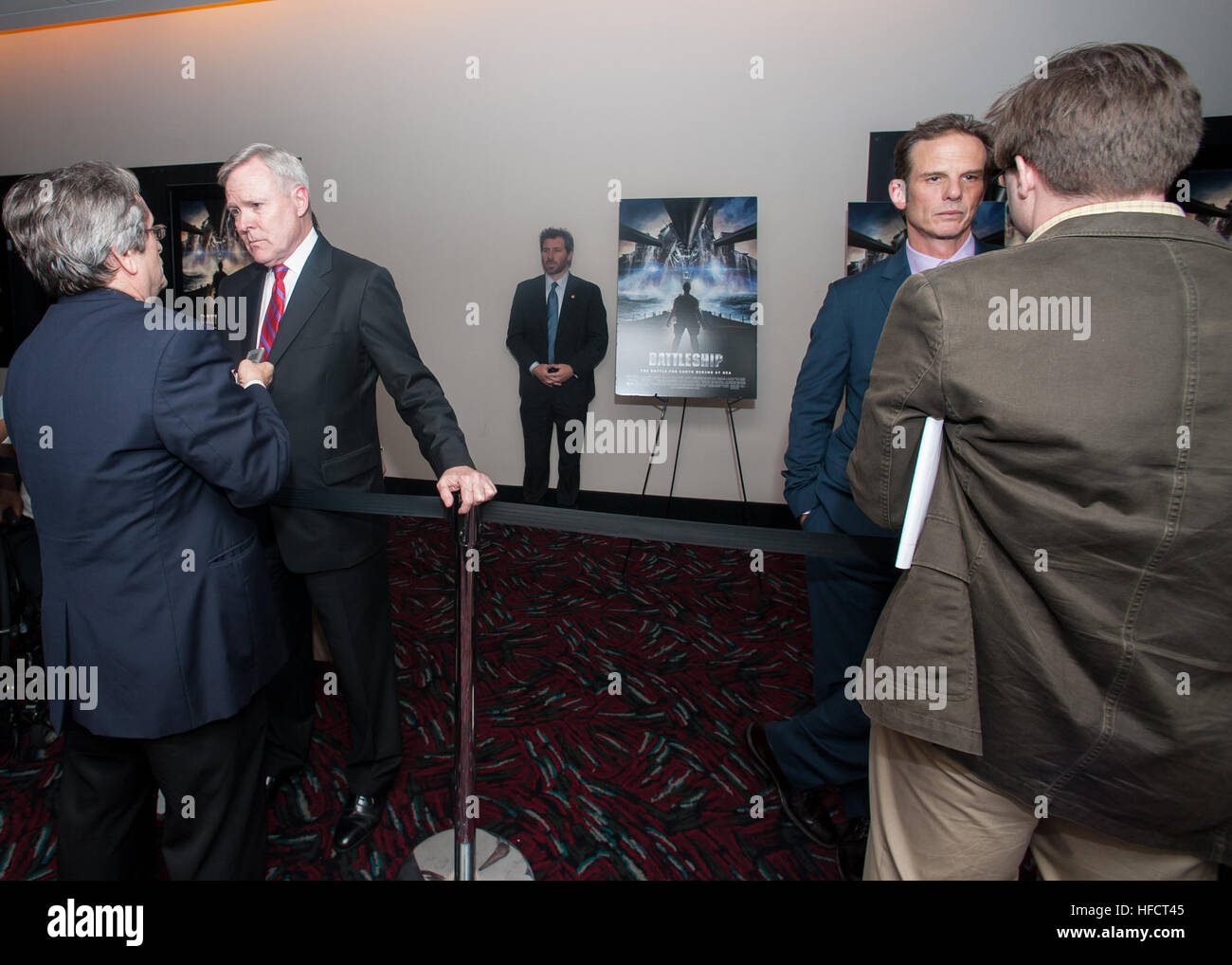 Secretary of the Navy Ray Mabus and Peter Berg, the director of ...