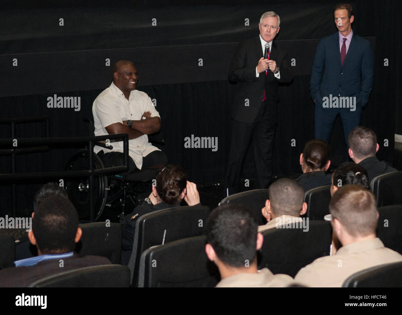 Secretary of the Navy Ray Mabus speaks to sailors, Marines, wounded ...
