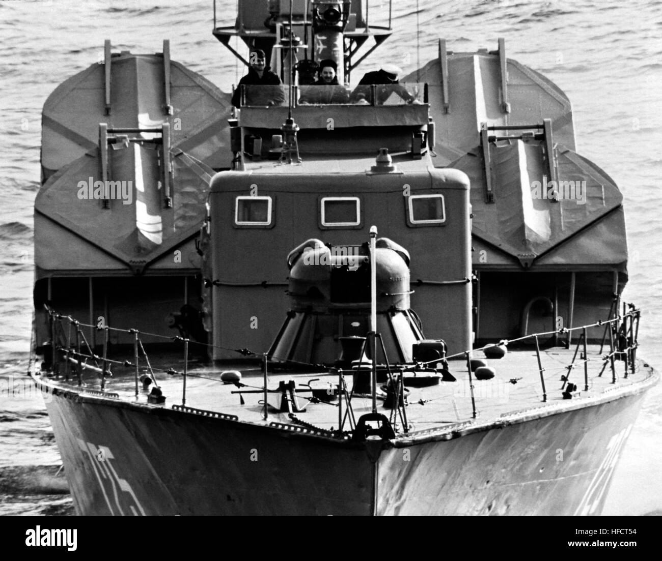 A bow view of a Soviet Osa I Class fast attack craft-missile underway ...